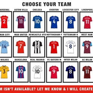 Custom Football Kit Shirt Print Poster Digital - Personalised Name ...