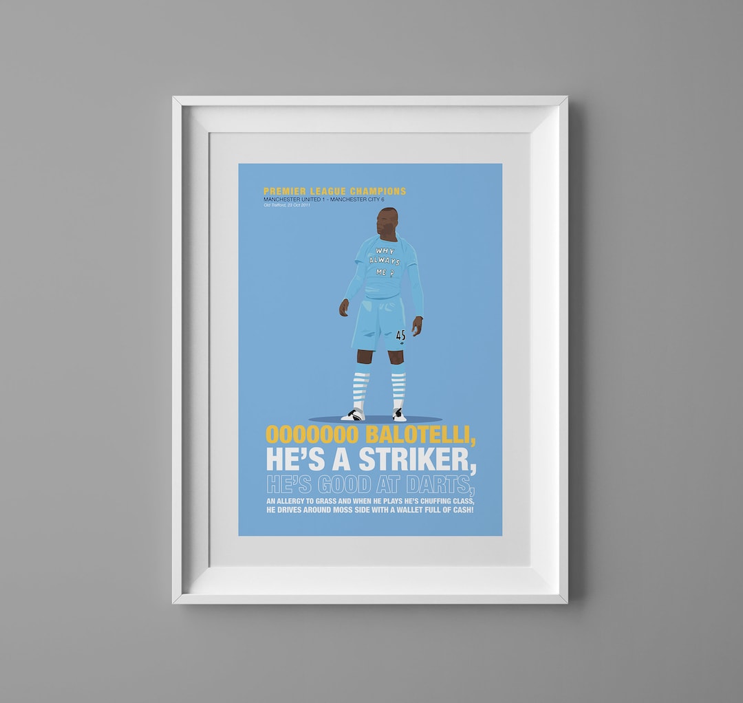 PRINTED: Mario Balotelli Man City Poster Print Art - Etsy