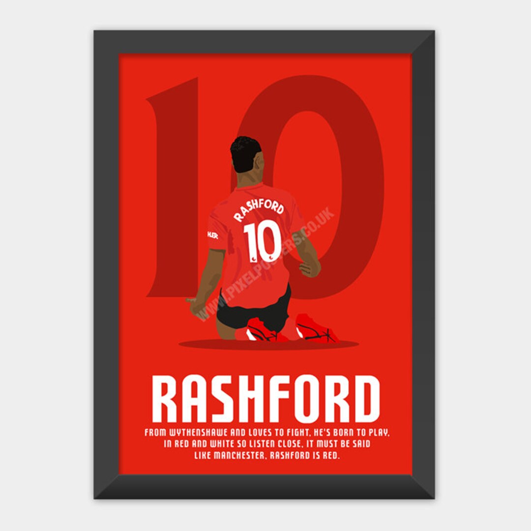 PRINTED: Marcus Rashford Manchester United Poster Print Art - Etsy UK