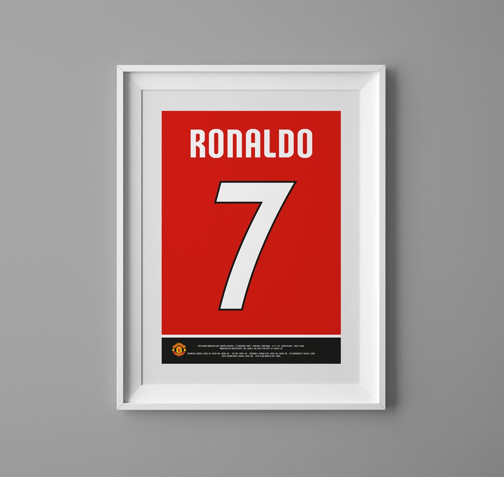 Manchester United Cristiano Ronaldo Name & Number Poster Print Art - Etsy