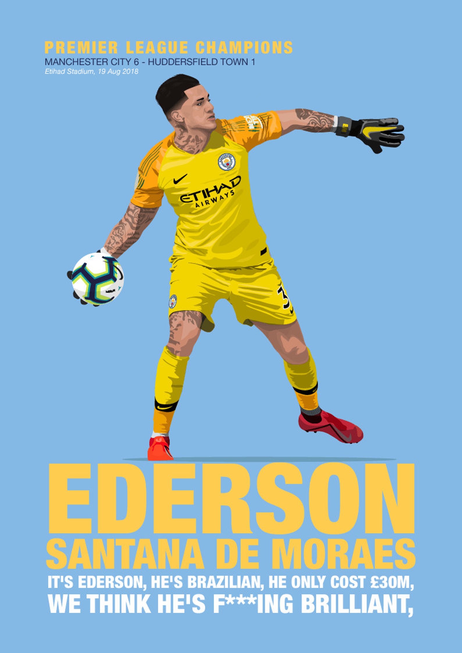 Ederson Man City Poster Print Art - Etsy