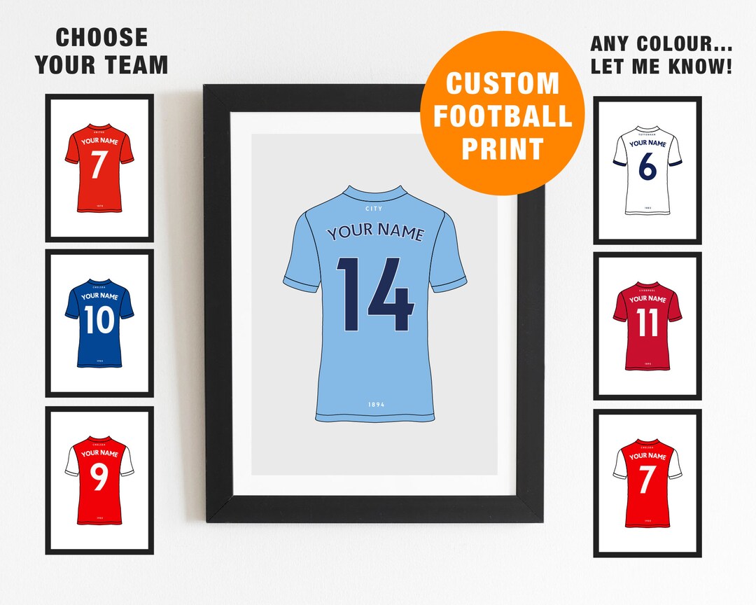 Custom Football Kit Shirt Print Poster Digital - Personalised Name ...