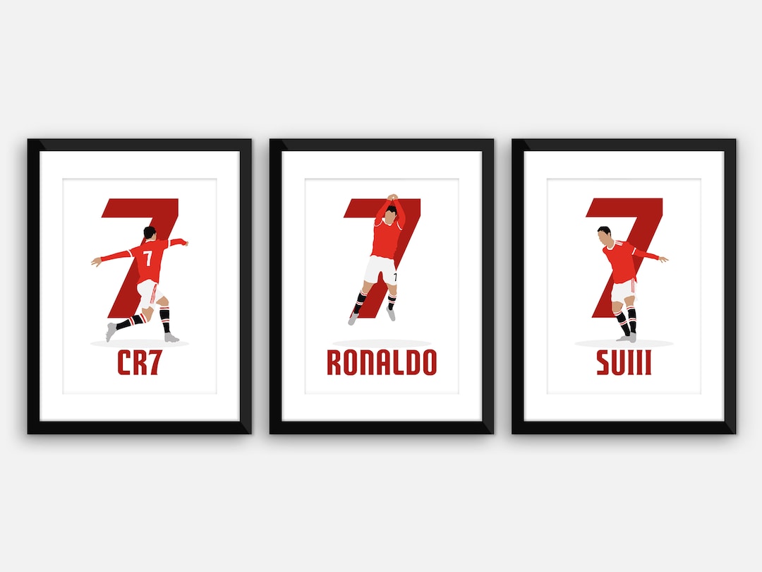 IMPRESO: Cristiano Ronaldo, CR7, SUIII, Man United. Conjunto de tres ...