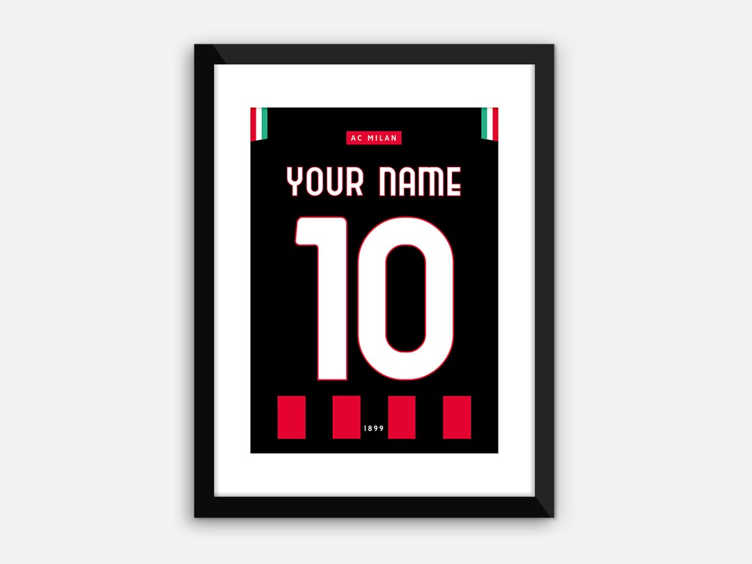 Custom Football Shirt, AC Milan. Digital Print, Instant Download ...