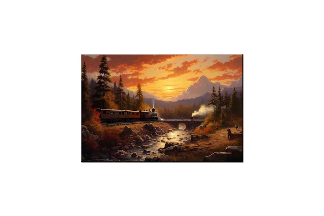 Steam Train Vintage Oil Painting Picture Printed on Canvas,steam Train ...