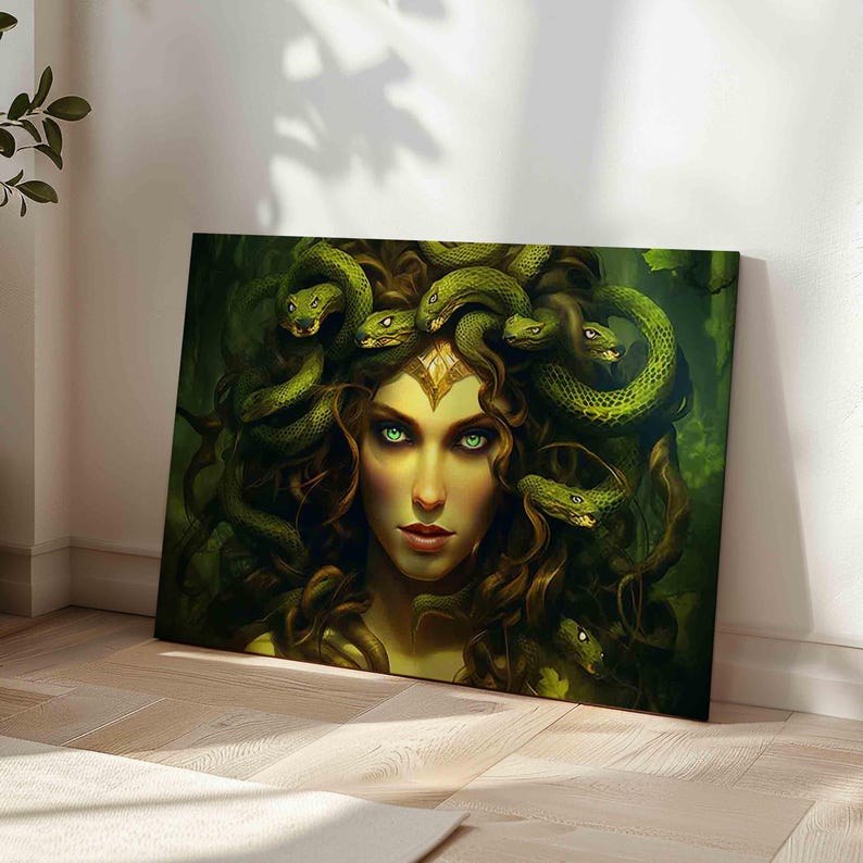 Medusa Mythological Fantasy Oil Painting Picture Printed on Canvas ...