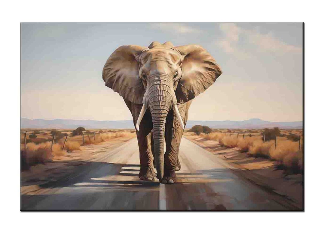 Elephant Print-elephant Painting-elephant Oil Painting-elephant Oil ...