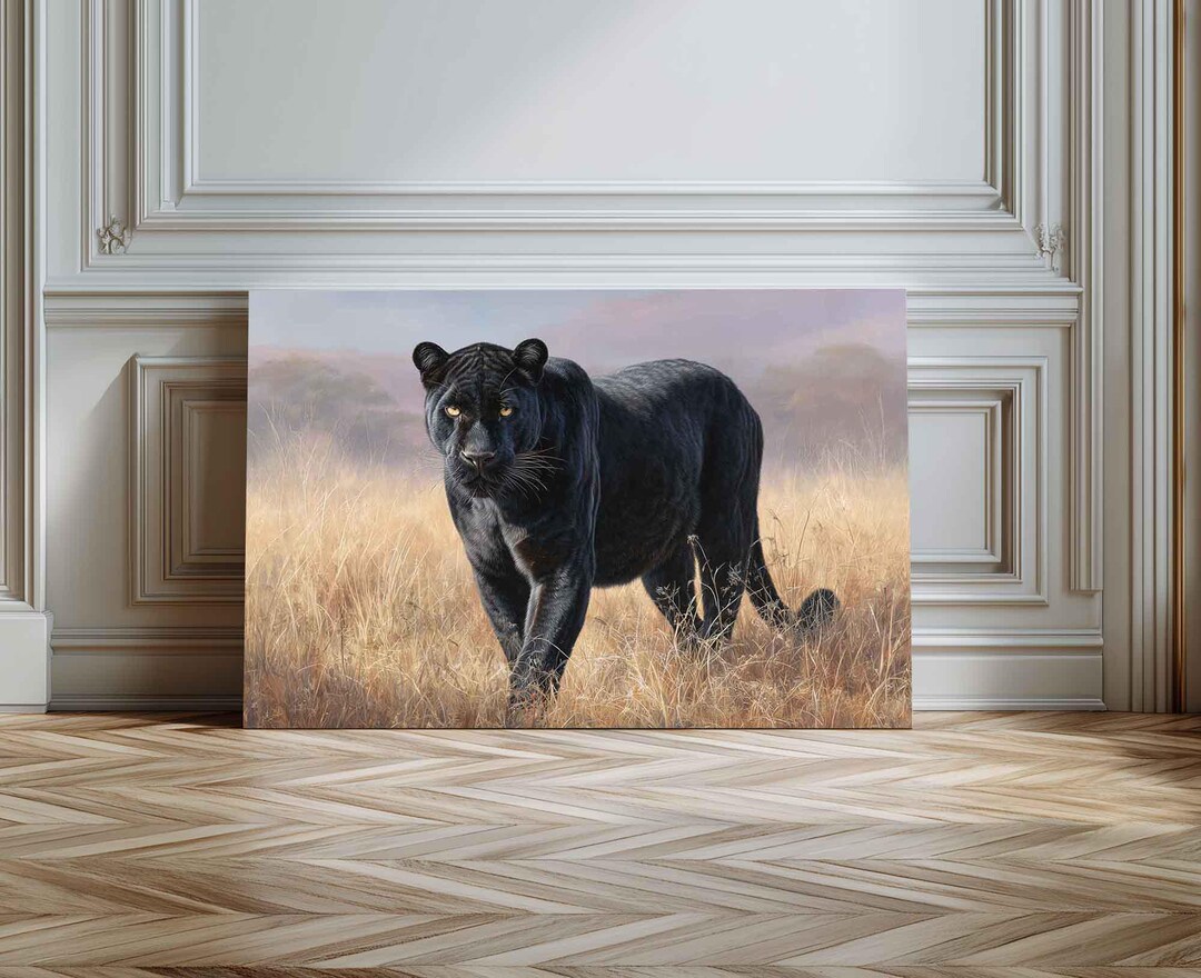 Panther Canvas Wall Art, Black Big Cat Giclee Print on Canvas, Wildlife ...