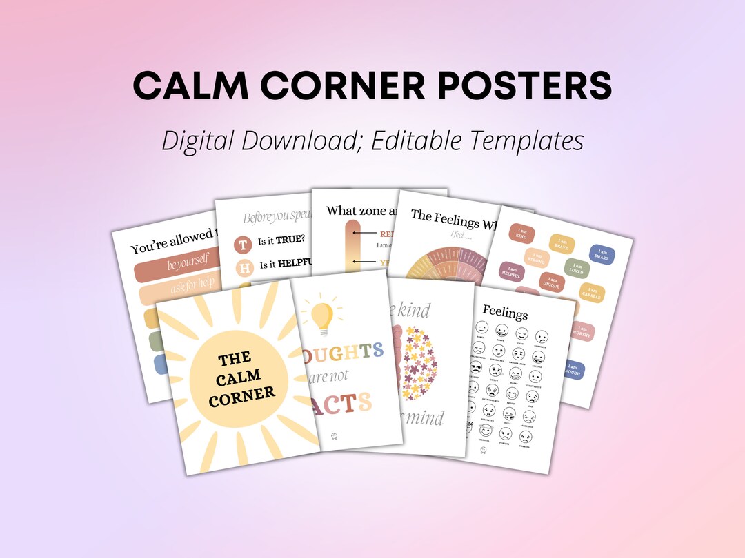 25 Calm Corner Posters Classroom, Playroom, Counseling Office Social ...