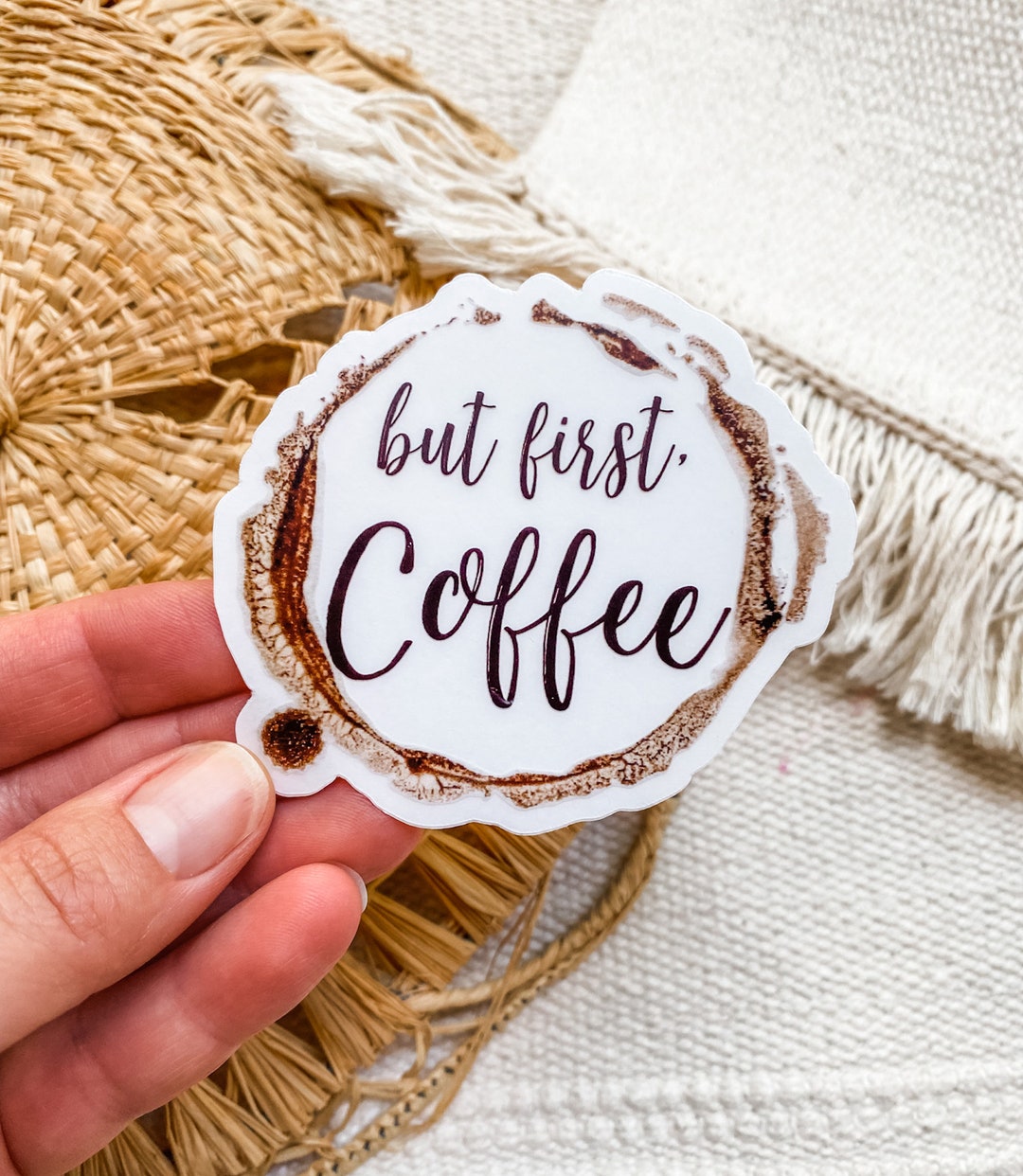 But First Coffee Sticker With Coffee Cup Stain - Etsy