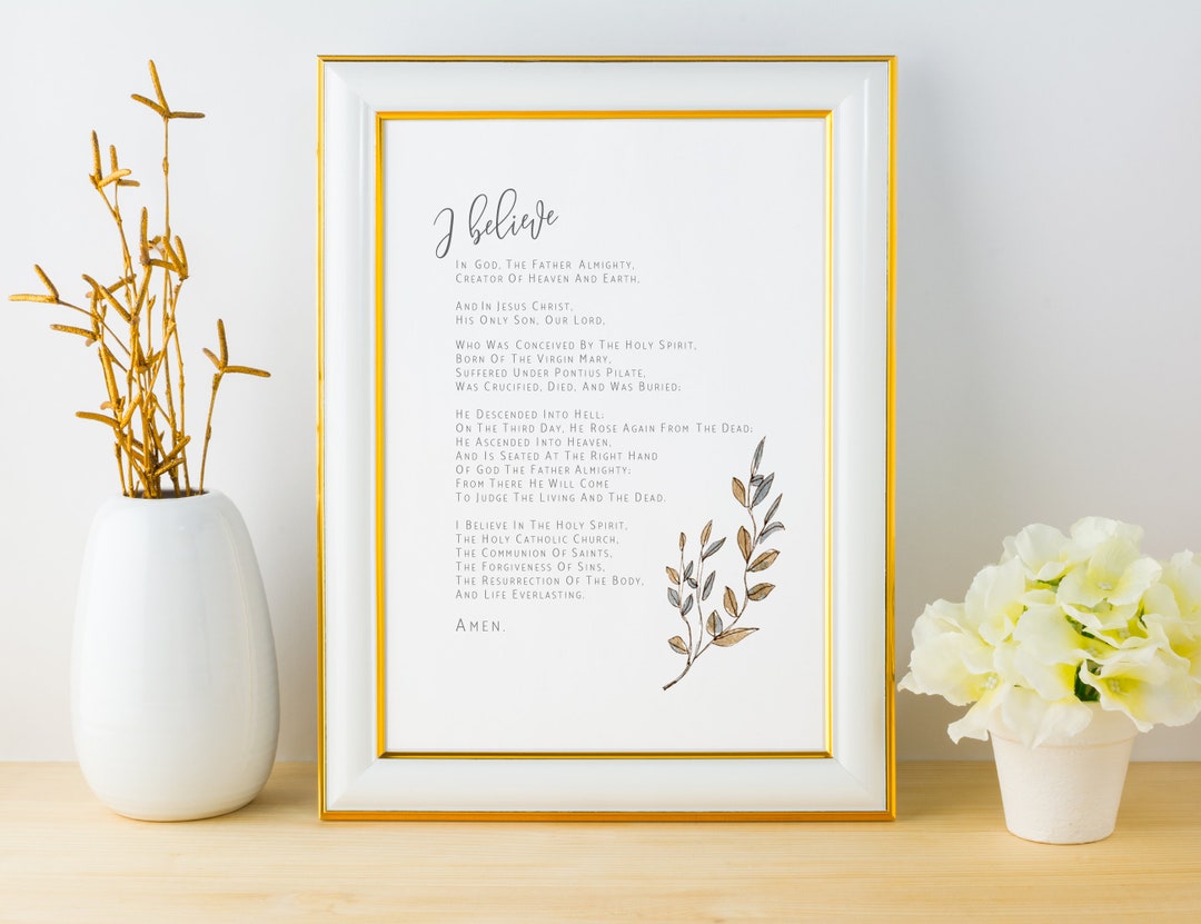 Apostles Creed - VERSION B - Catholic Prayer Religious Wall Art Poster ...