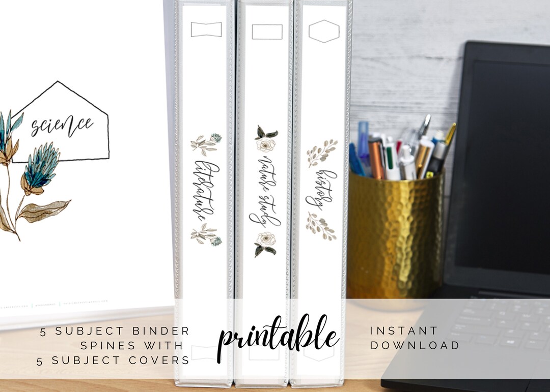 5 Subject Binder Covers With 5 Subject Binder Spines, Math, Science ...