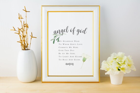 Wall Décor Home Décor Catholic child bedroomnursery decor Angel of God ...