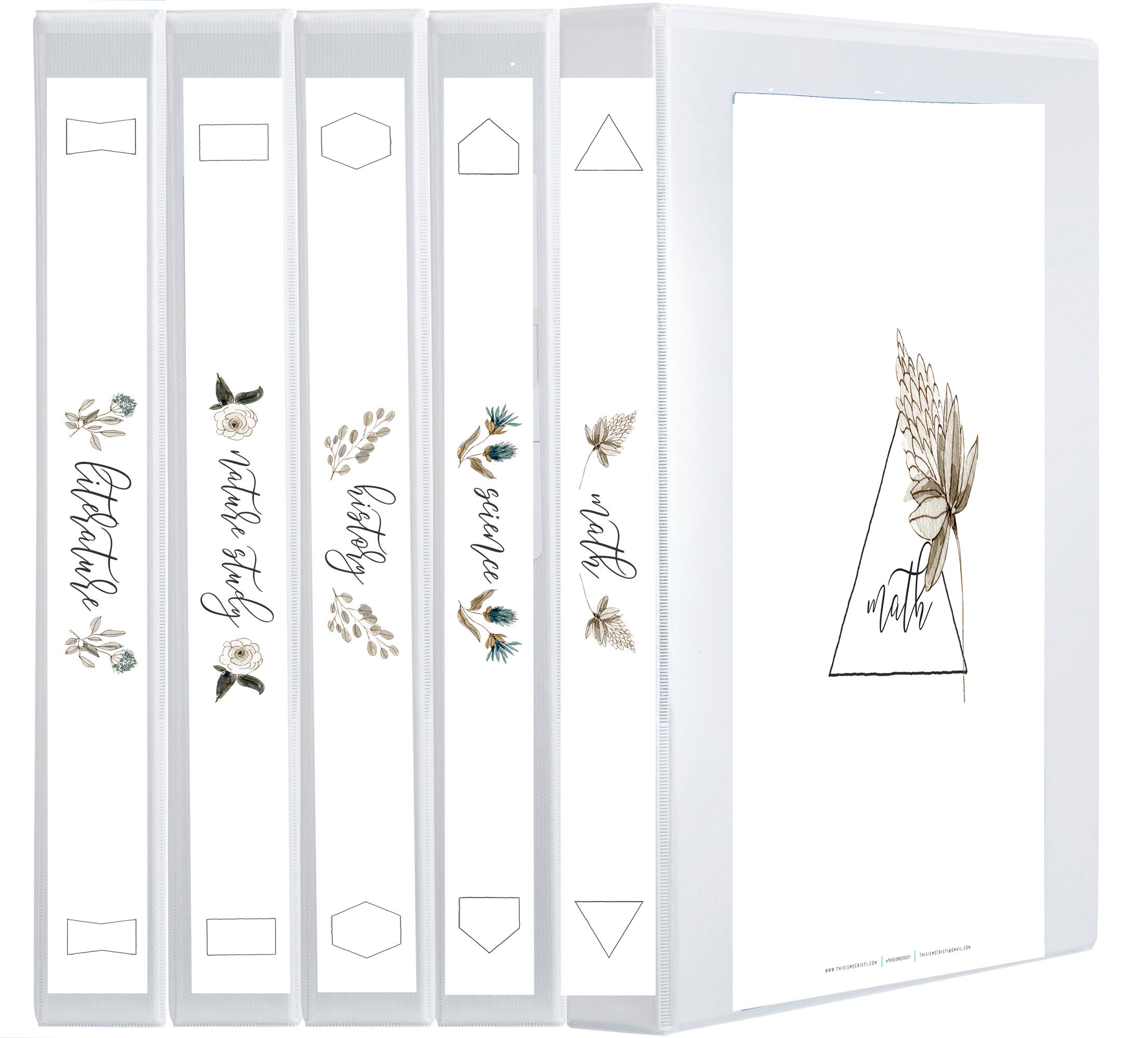 5 Subject Binder Covers With 5 Subject Binder Spines, Math, Science ...