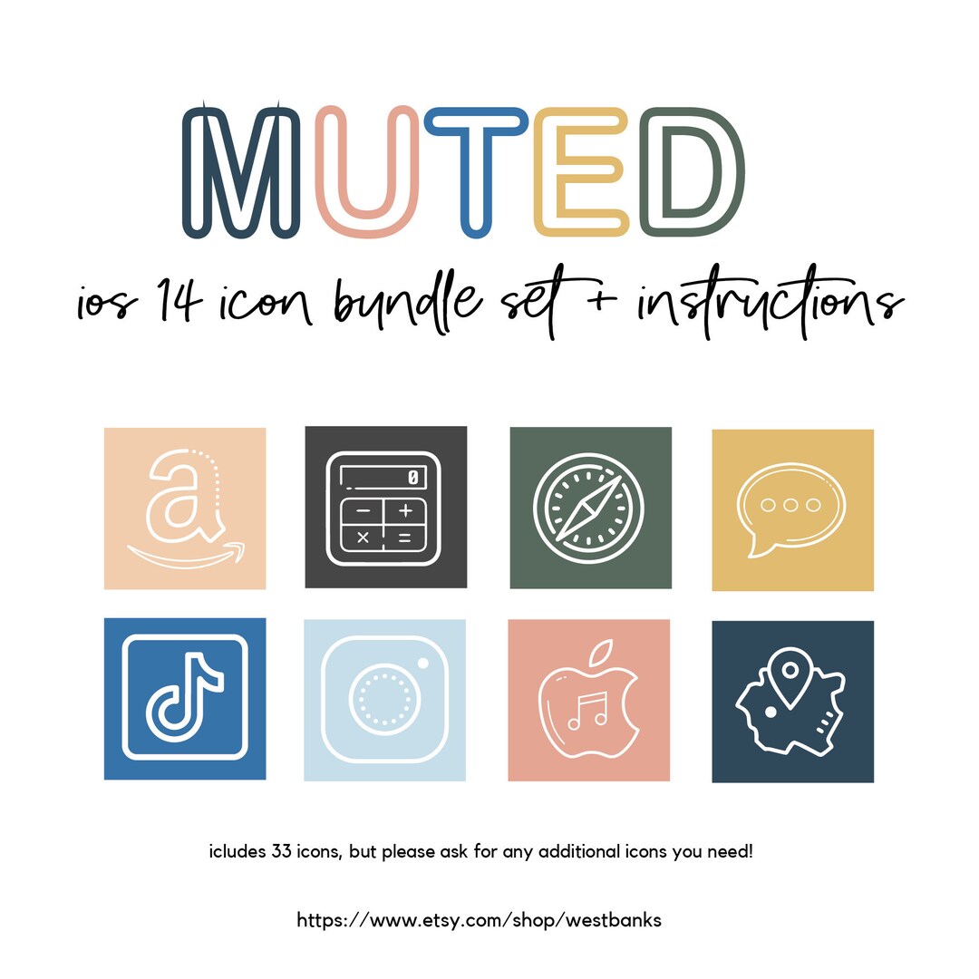 IPhone IOS 14 App Icons, Neutral Muted Apps Icons Aesthetic, Cute ...