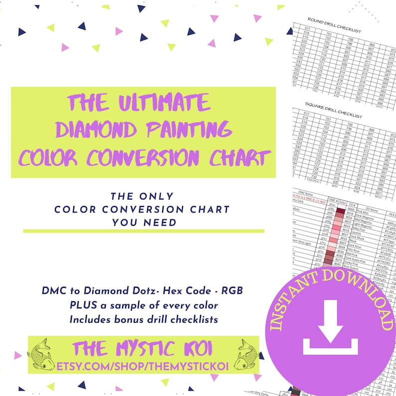 DMC Diamond Painting Color Conversion Guide to Diamond Dotz Hex Code & RGB Values With Diamond ...