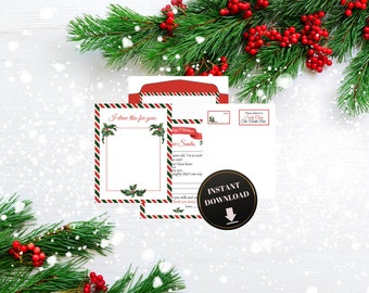 INSTANT DOWNLOAD Letter to Santa - Simple Red and Green Letter to Santa ...