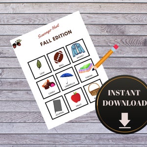 Scavenger Hunt Fun for Fall Printable / Kid's Activity Game/ INSTANT ...