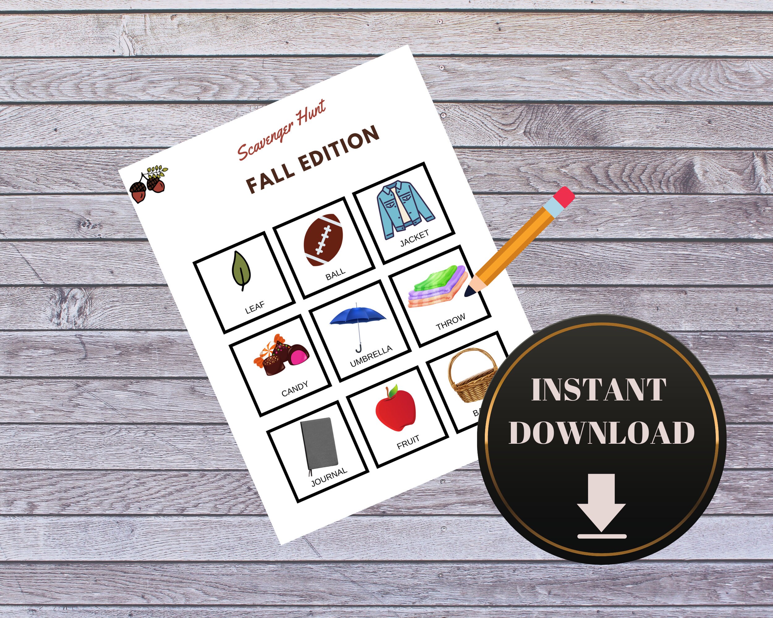 Scavenger Hunt Fun for Fall Printable / Kid's Activity Game/ INSTANT ...