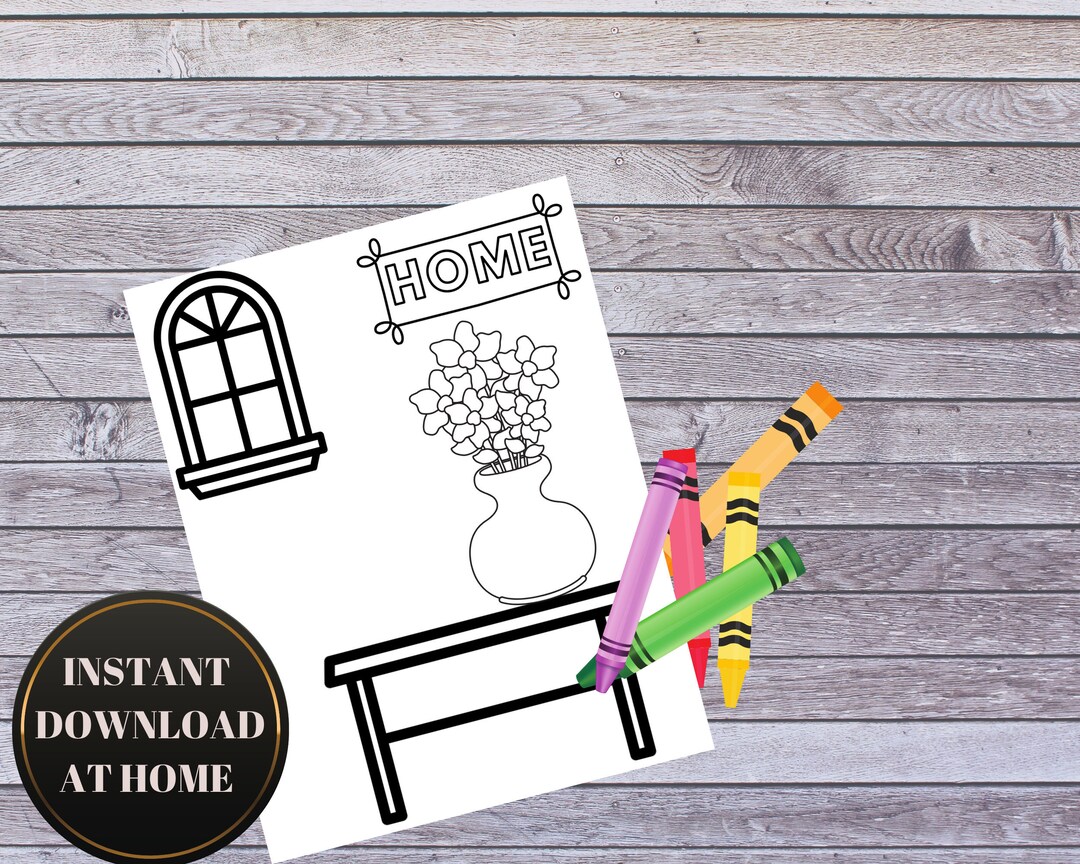 Fun at Home Coloring Page Home Printable / Kid's Activity Game/ INSTANT ...