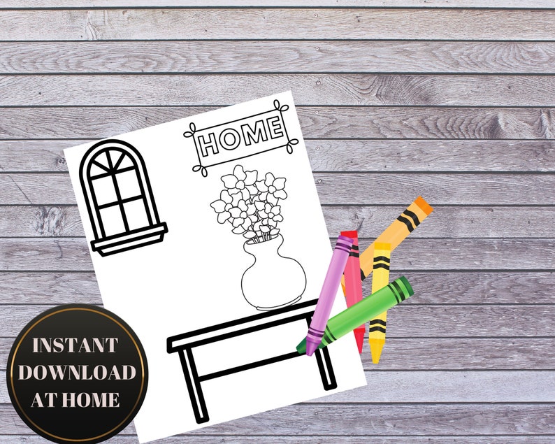 Fun at Home Coloring Page Home Printable / Kid's Activity Game/ INSTANT ...