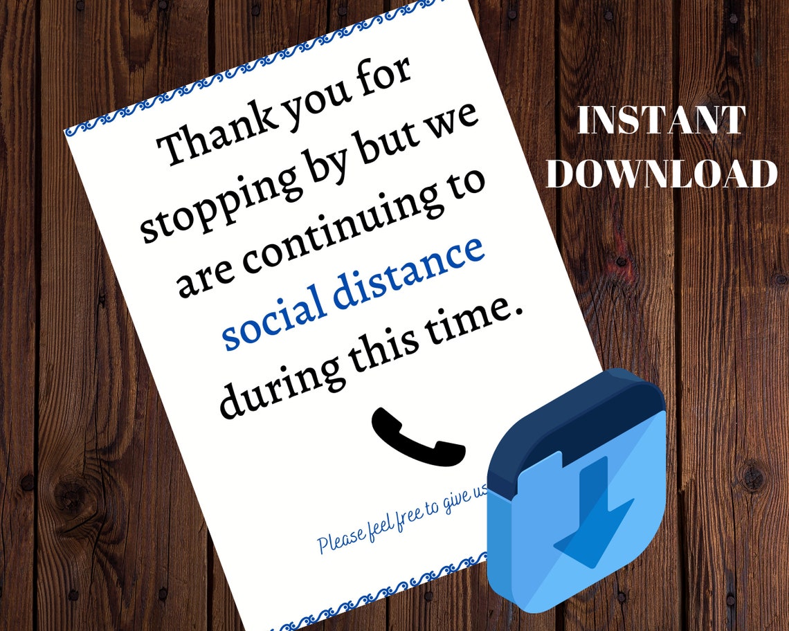 No Visitors Sign Printable/ Distancing / Call Please / Thank You for ...