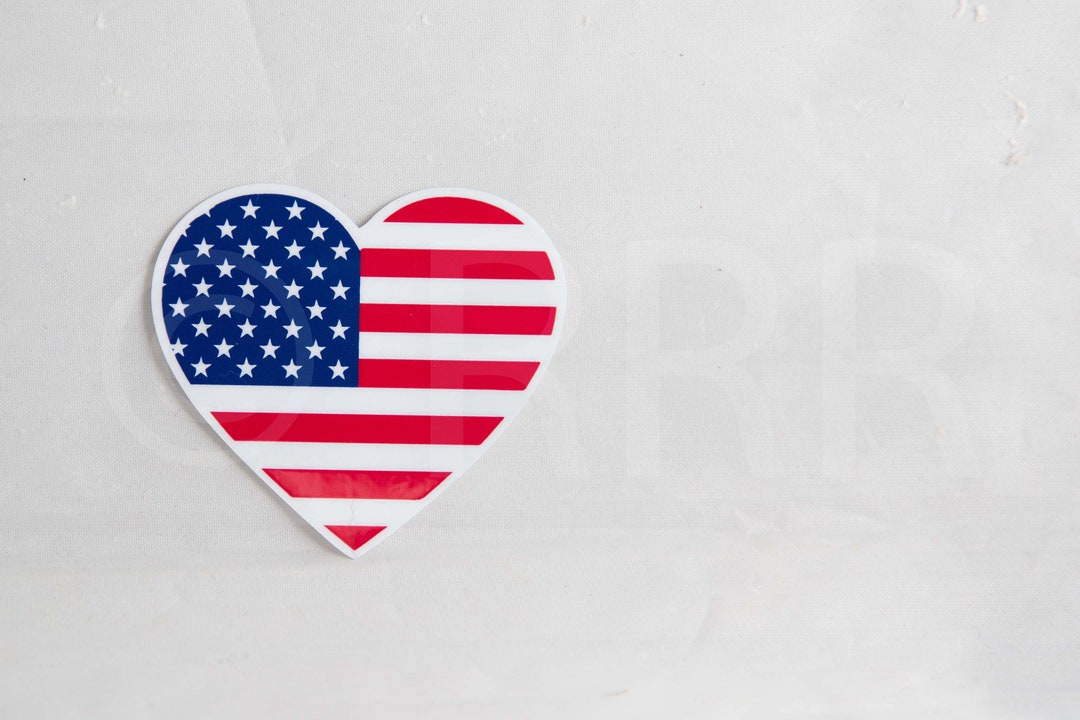 Heart Shaped USA Flag Vinyl Decal - Etsy