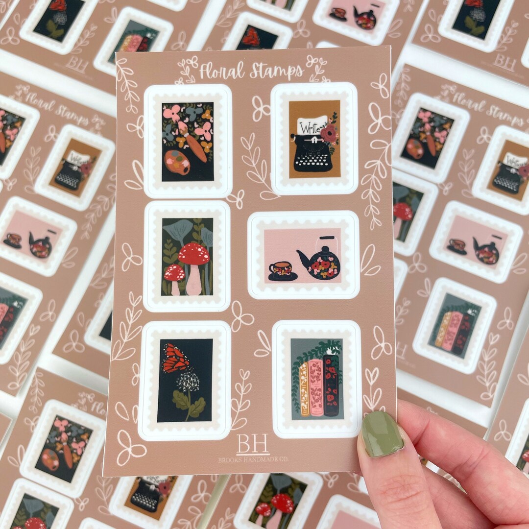 Floral Stamps Vinyl Sticker Sheet 4x6 - Etsy