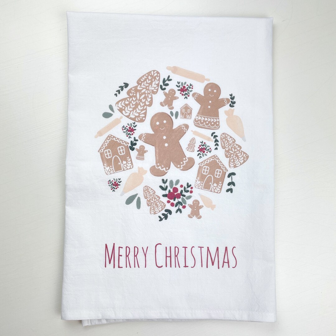 Gingerbread Baking “merry Christmas” Tea Towel - Etsy