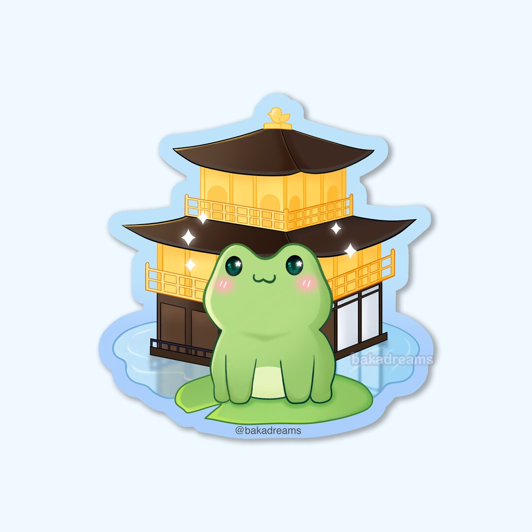 Cute Frog Vinyl Sticker, Kinkakuji Inspired, Chonky Frog on Lily Pad ...