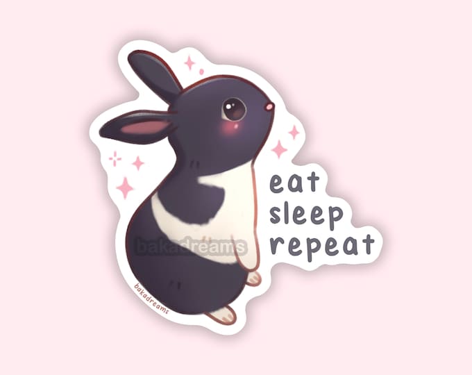 Black Dutch Rabbit Sticker Cute Printed Vinyl Bunny Sticker, Waterproof ...