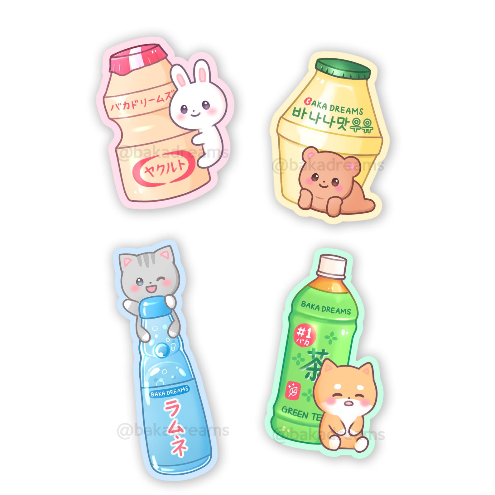 Cute Bunny Yakult Vinyl Sticker, Yogurt Drink, Japanese Aesthetic, Cute ...