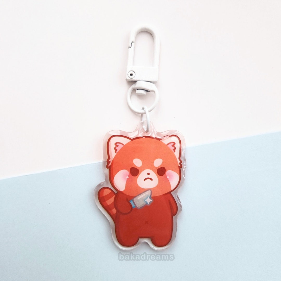 Stabby Red Panda Keychain, Kawaii Red Panda Keychain, Double Sided ...