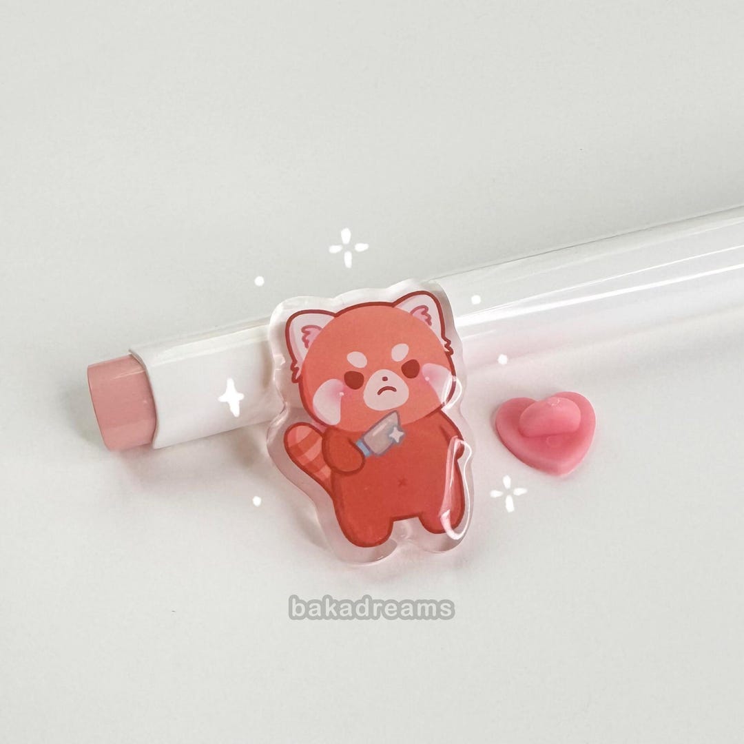 Stabby Red Panda Pin, Kawaii Red Panda Pin, Clear Epoxy Acrylic, Angry ...