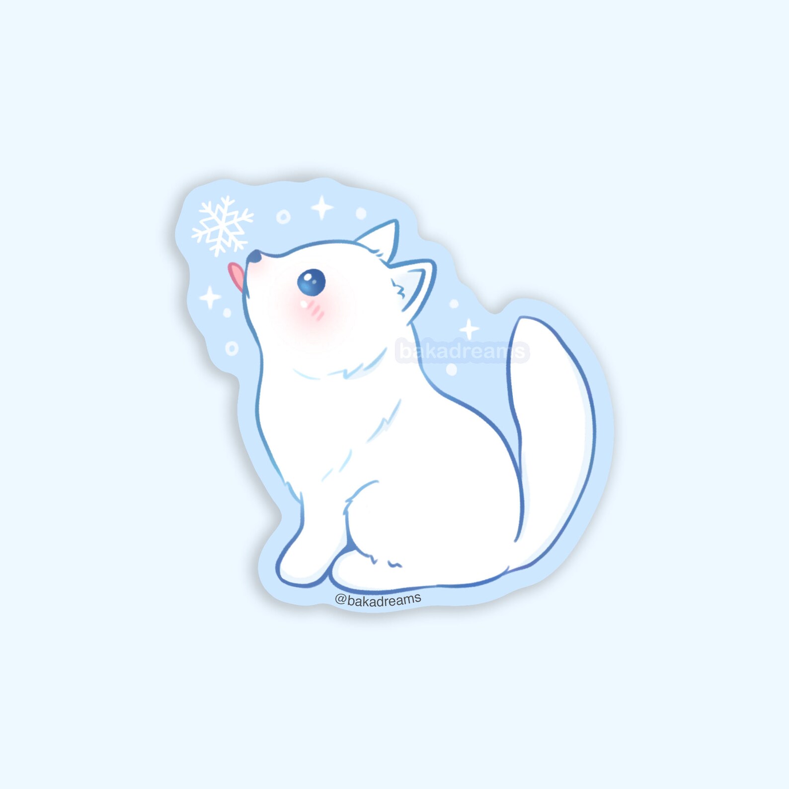 Arctic Fox Vinyl Sticker Catch Snowflake Snow Fox Polar - Etsy