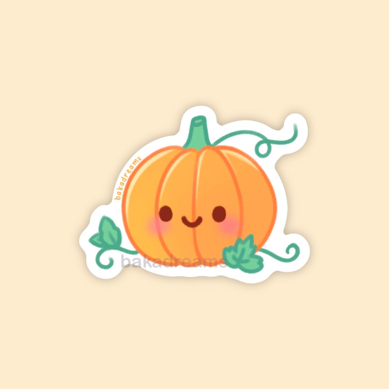 Cute Pumpkin Vinyl Sticker Kawaii Pumpkin Fall Sticker - Etsy