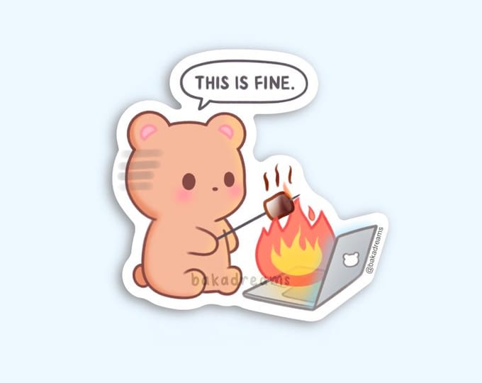 This is Fine Bear Programmer Humor Vinyl Sticker, Software Developer Gift, Cute Tech Coding ...