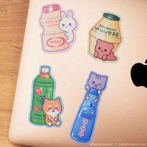 Cute Cat Ramune Vinyl Sticker, Kawaii Kitty, Japanese Asian Aesthetic ...