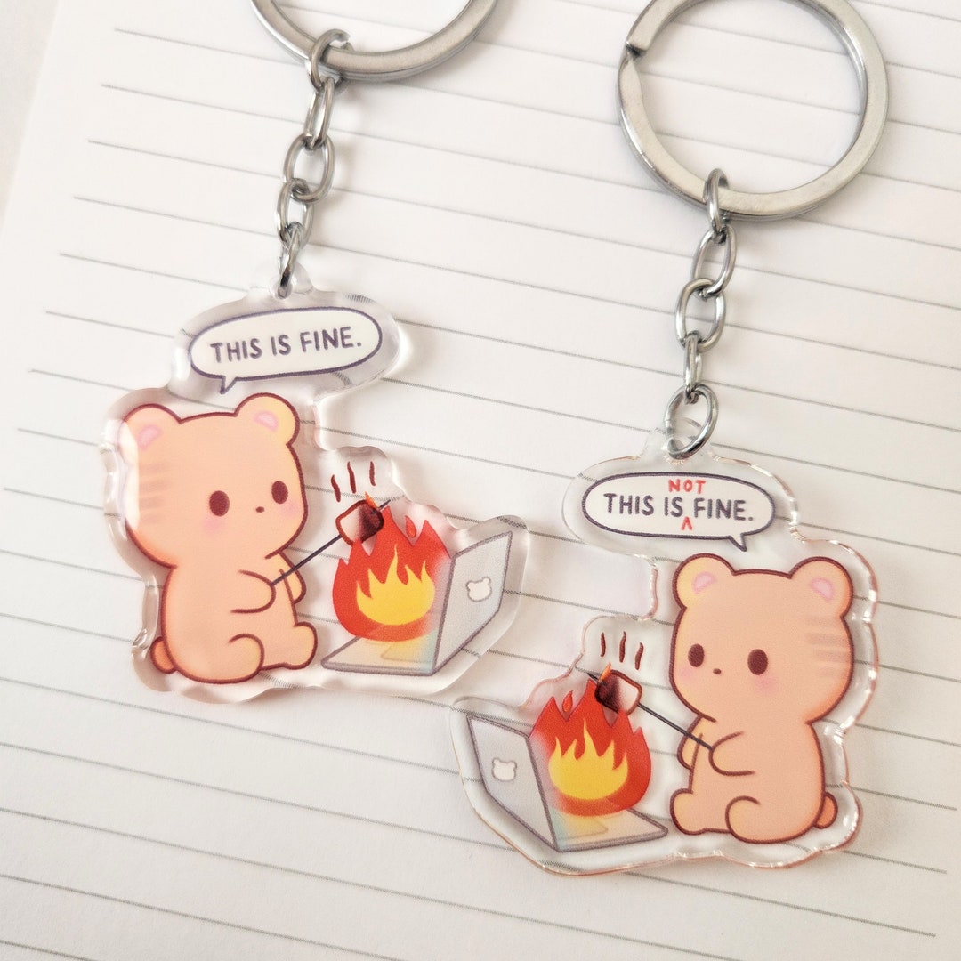 This is (not) Fine Bear Programmer Humor Keychain, Software Developer ...