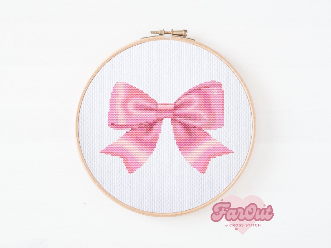 Pink Bow Cross Stitch Pattern PDF | Instant Download - Etsy