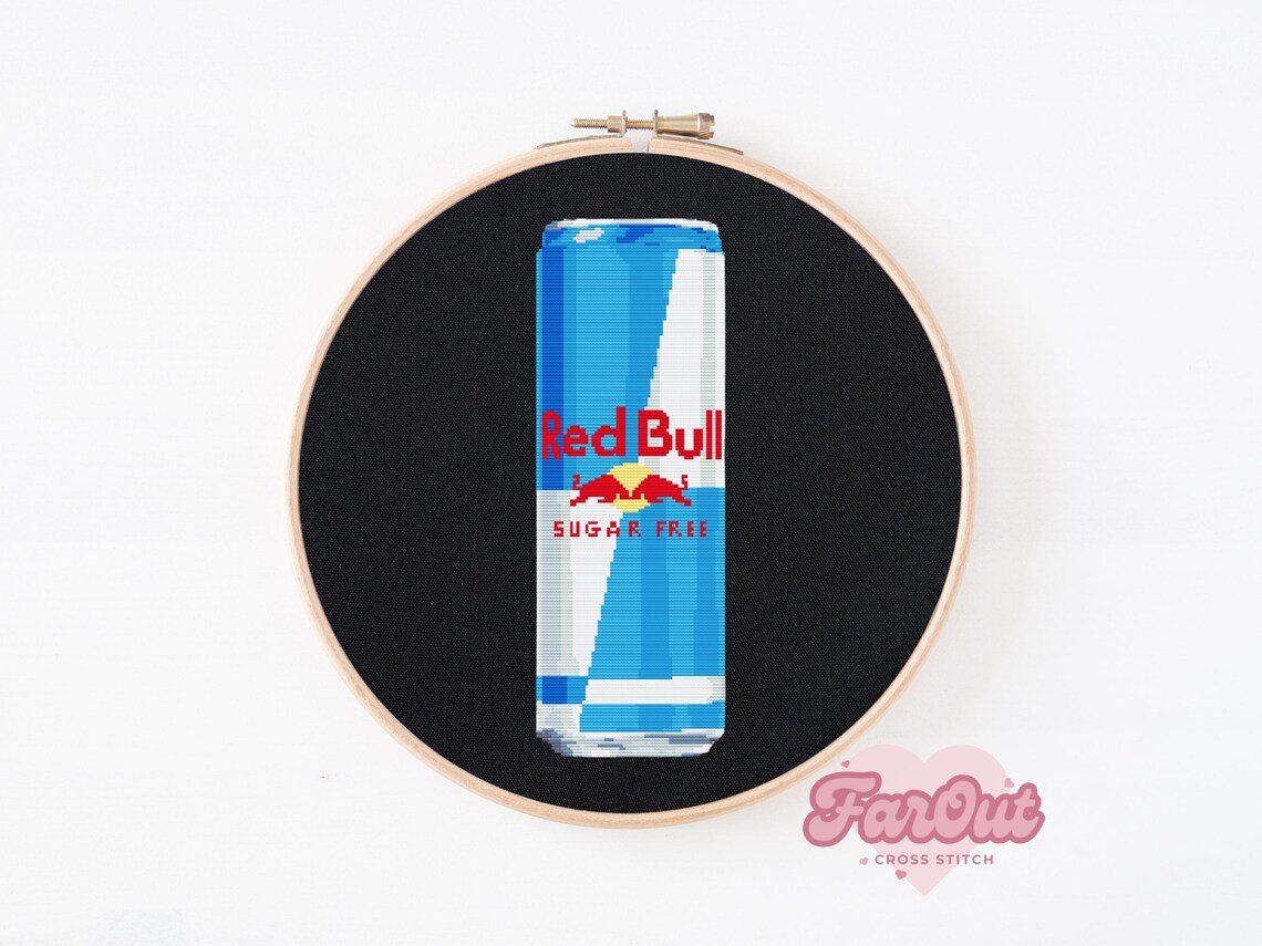 Sugar Free Red B Energy Drink Can Cross Stitch Pattern PDF | Instant ...