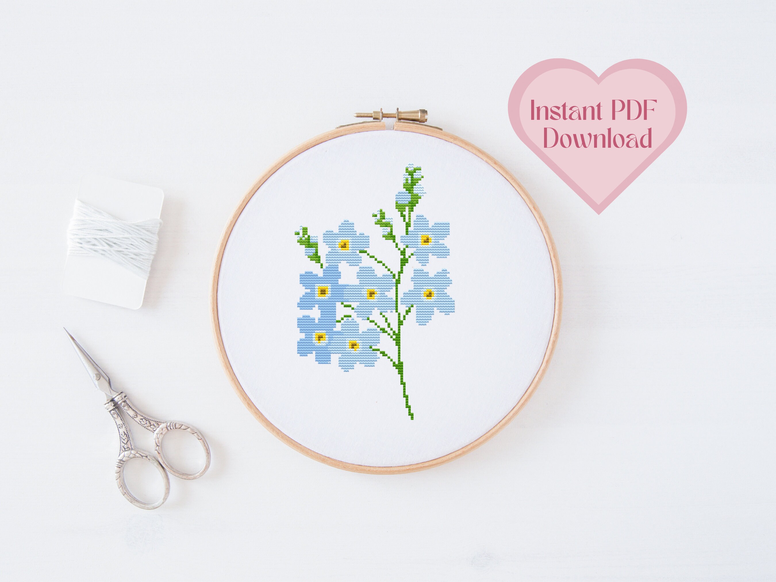 Forget Me Not Flower Cross Stitch Pattern PDF | Instant Download - Etsy