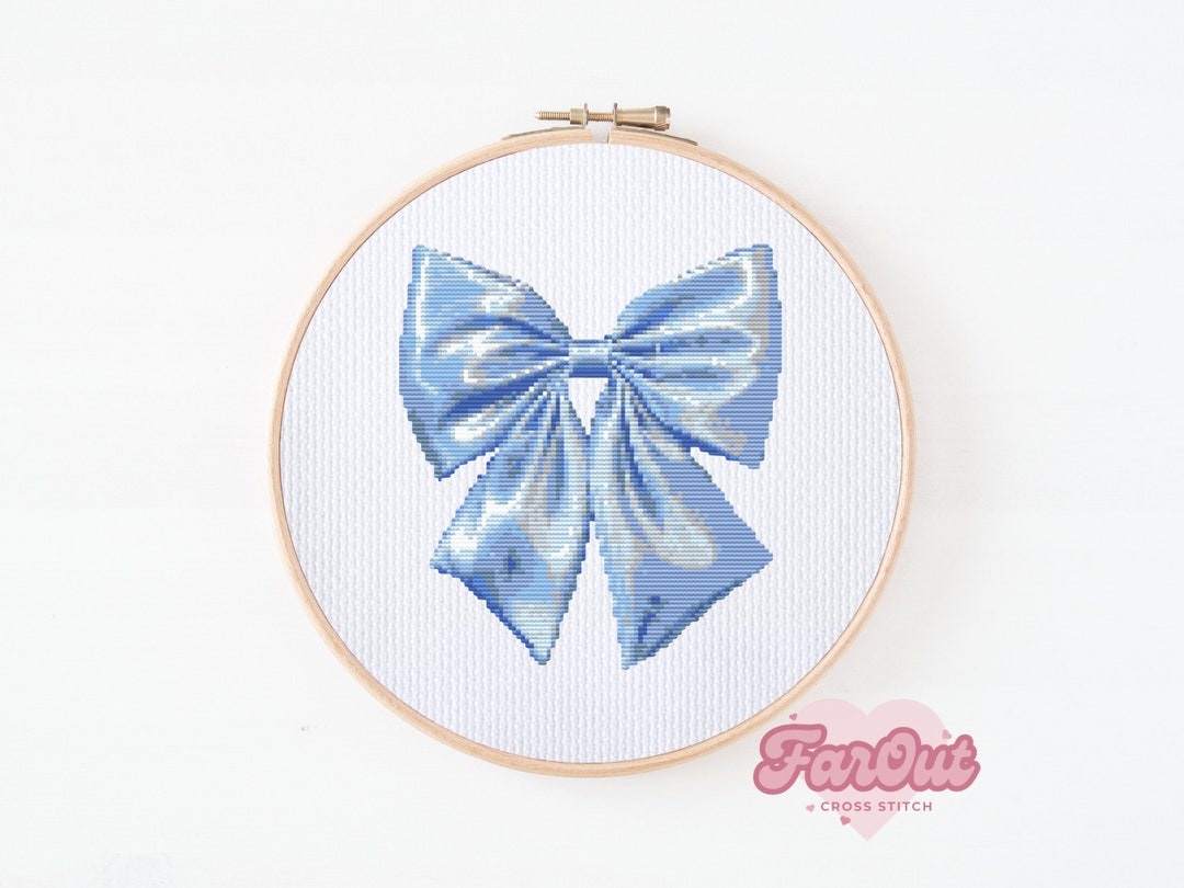Satin Blue Bow Cross Stitch Pattern PDF | Instant Download - Etsy