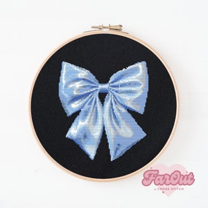 Satin Blue Bow Cross Stitch Pattern PDF | Instant Download - Etsy