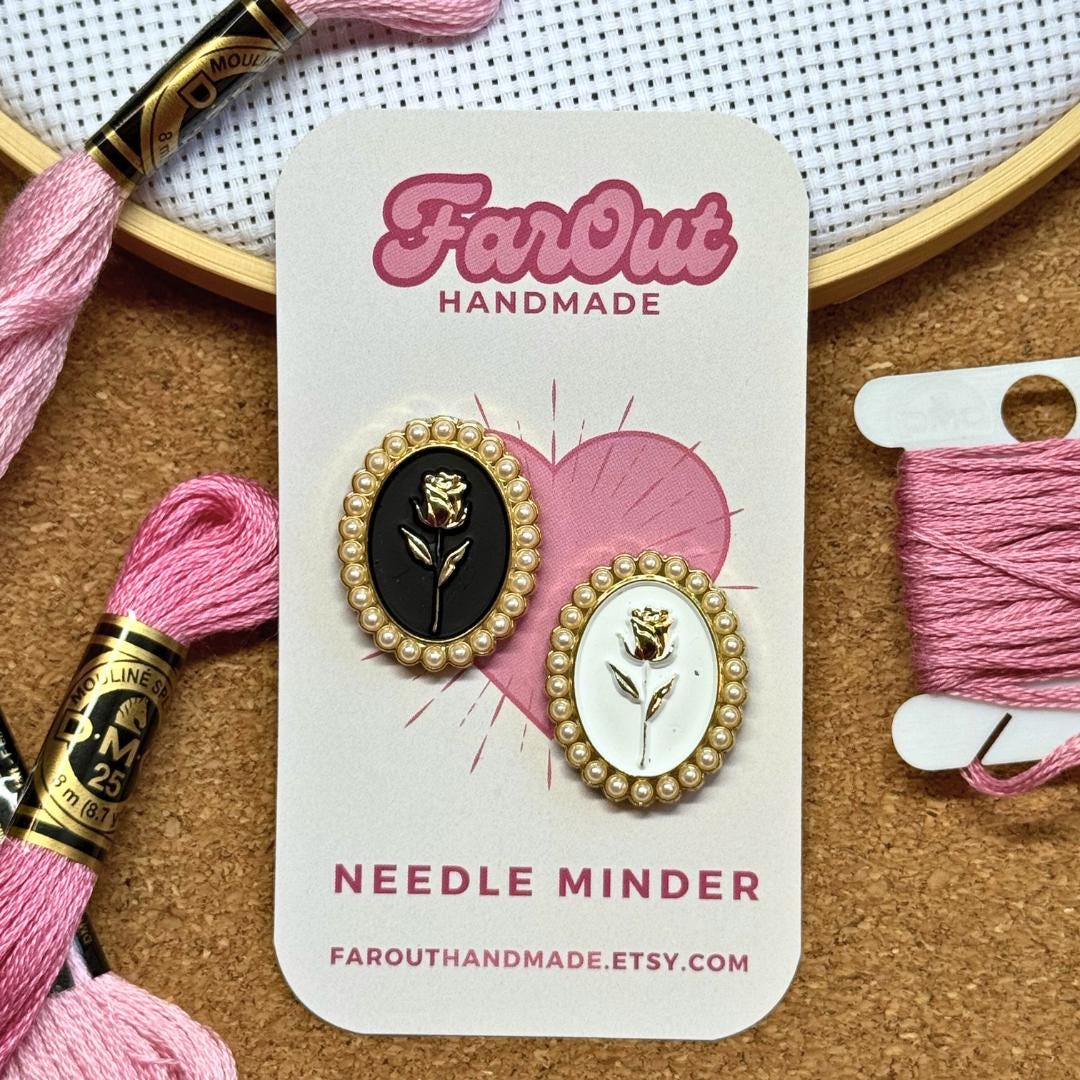 Gold Rose Magnetic Needle Minder | for Cross Stitch, Needlepoint ...