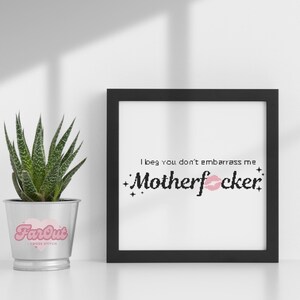 I Beg You Don't Embarrass Me Motherf*cker Cross Stitch Pattern PDF ...