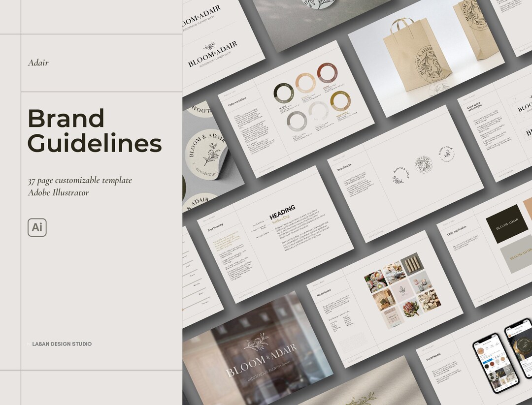 Brand Guidelines Template / Branding Kit / Brand Style Guide - Adair - Etsy