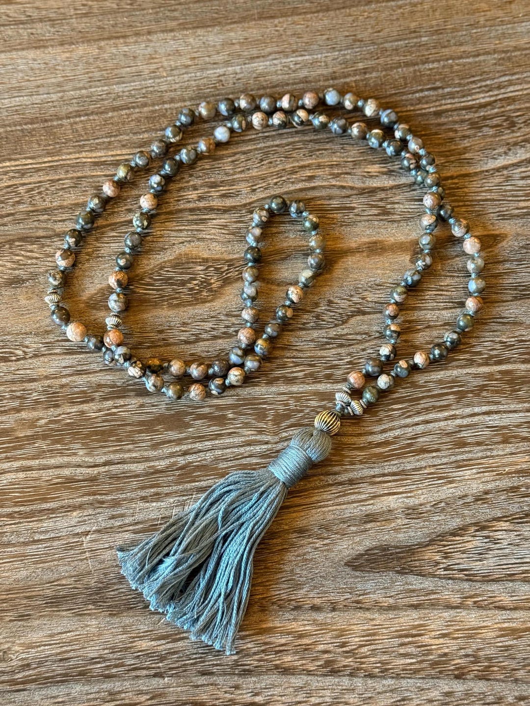Fire Laced Opal Natural Gemstone 108 Bead Hand Knotted Mala Meditation ...