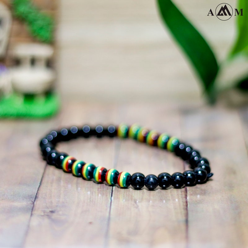 Rasta Bead Bracelet - Etsy