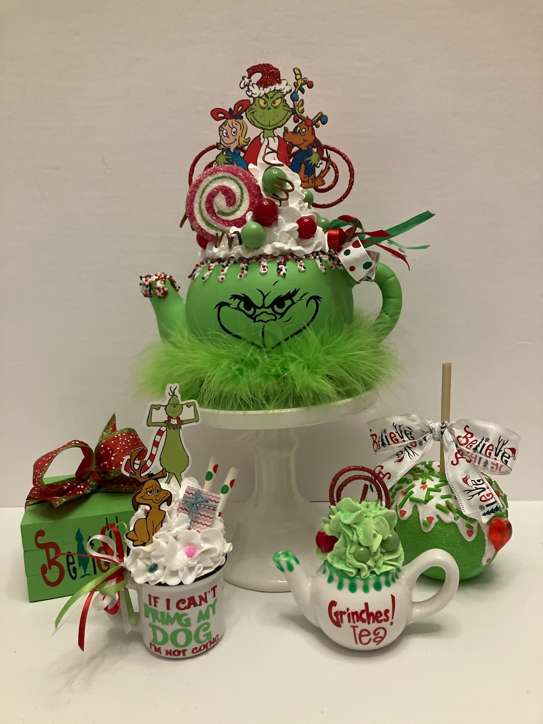 Faux Grinch Inspired Christmas Tea Pot - Etsy